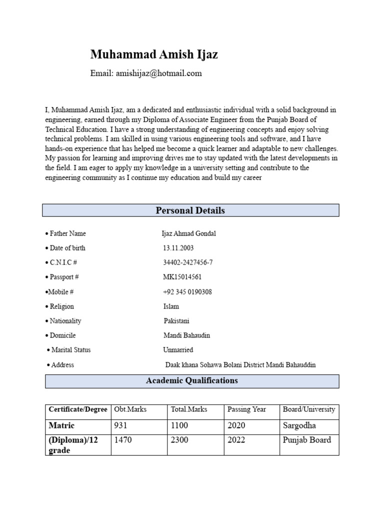 Amish Ijaaz CV | PDF