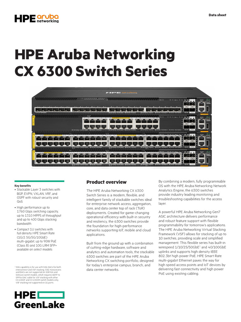 HPE Aruba Networking CX 6300 Switch Series-A00085162enw-1 | PDF ...