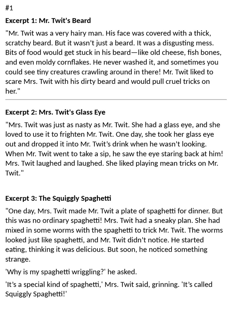 Mr. and Mrs. Twit's Silly Tricks | PDF