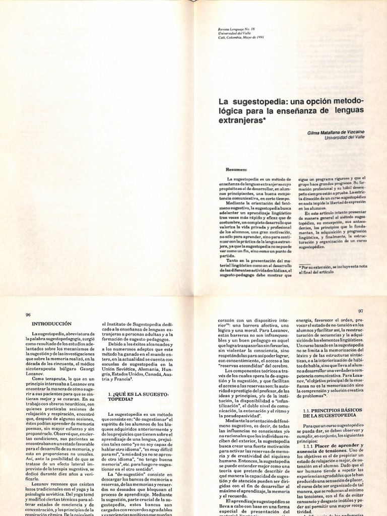 La Sugestopedia Una Opcion Metodologica para La Ensenanza de Lenguas ...