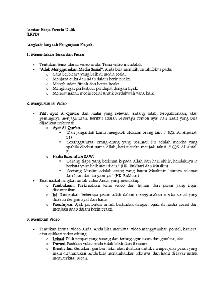 Lembar Kerja Peserta Didik LKPD PROYEK PJBL | PDF