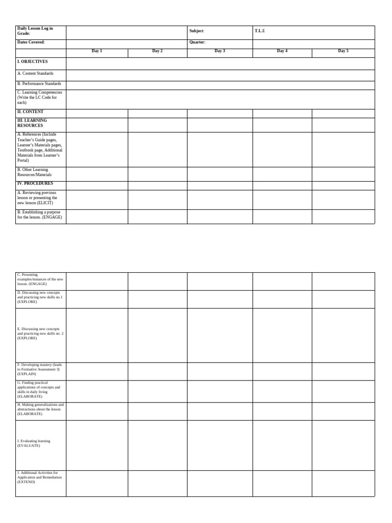 T.L.E - DLL Template | PDF