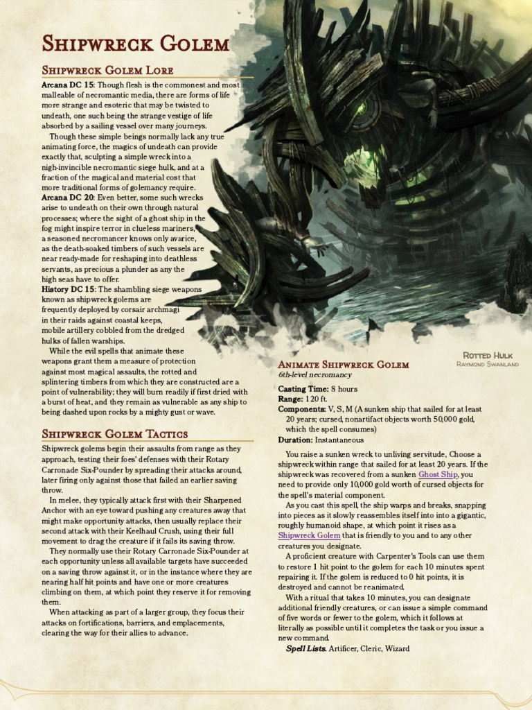 Shipwreck Golem | PDF | Shipwrecks | Necromancy