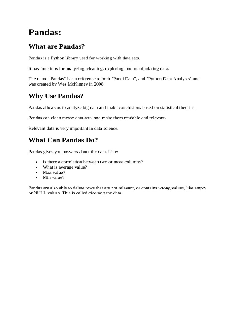 Pandas: Python Data Analysis Library | PDF