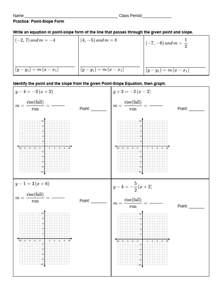 Practice - Point-Slope Form | PDF
