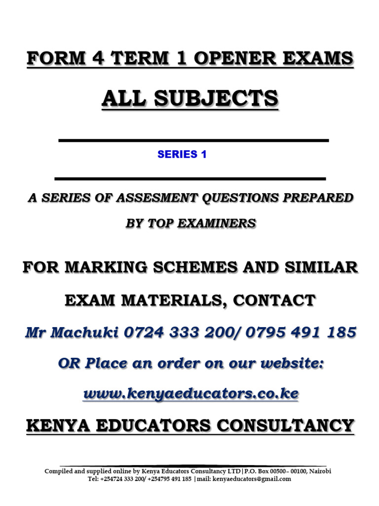 Form 4 Term 1 Opener (Entry) Exams | PDF | Crop Rotation | Agriculture