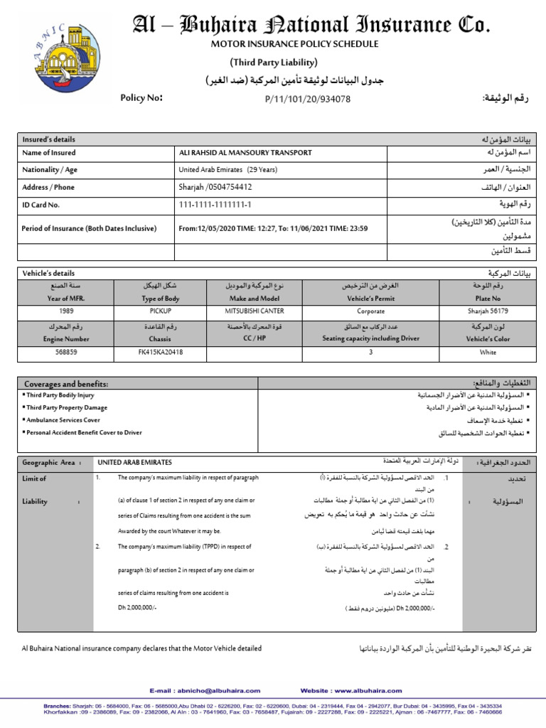 107_SCH_TP_318801_0 | PDF | Insurance | Vehicle Insurance