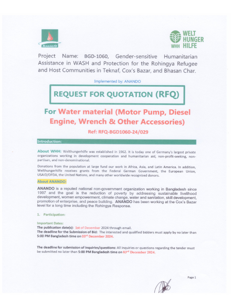 RFQ-Motor pump, Diesel, Etc. | PDF