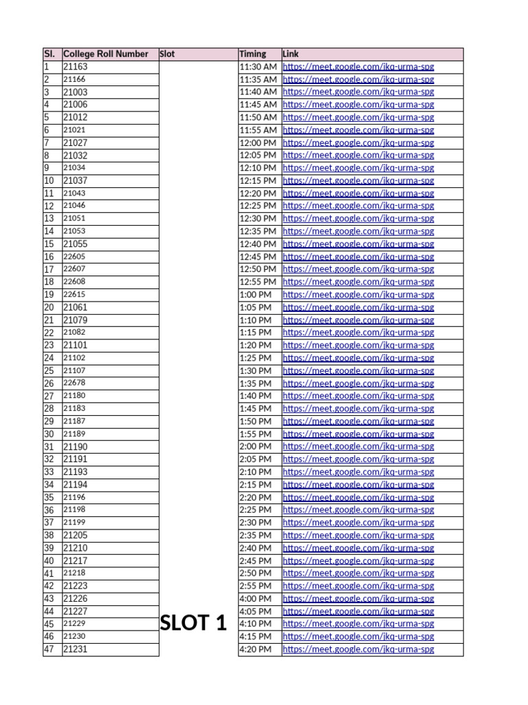 Interview Slots 1 | PDF