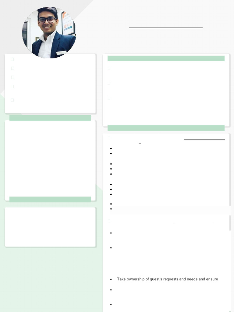 Reservations Supervisor Resume Summary | PDF | Business