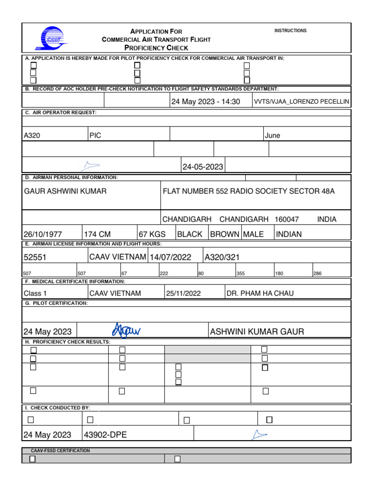 544 Form PEL Proficiency CAAV 5 | PDF | Instrument Flight Rules | Visual Flight Rules