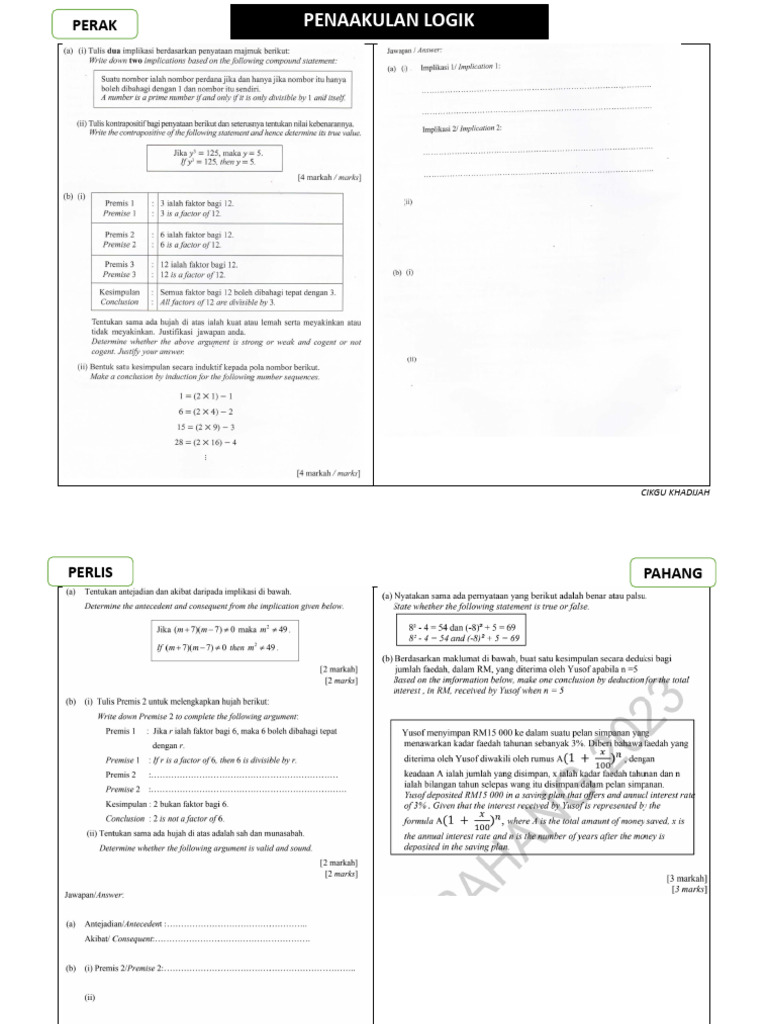 f4 Bab 3 Penaakulan Logik | PDF