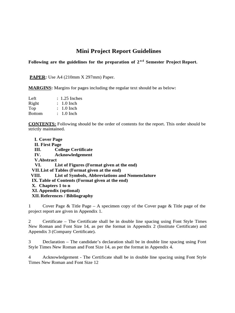 Miniproject Gudelines - M.Tech | PDF | Times New Roman | Paragraph