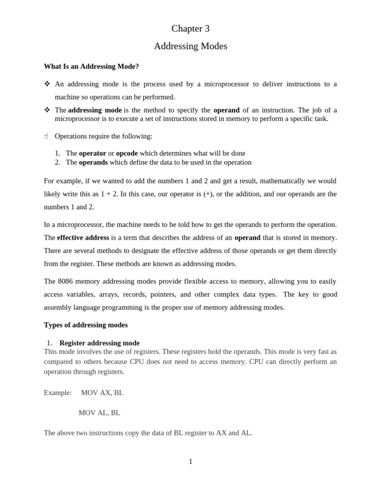 Chapter 3 Adressing Modes | PDF | Computer Hardware | Computer Architecture Chapter 3 Adressing Modes | PDF | Computer Hardware | Computer Architecture