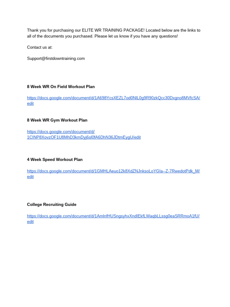 Elite WR Training Package | PDF
