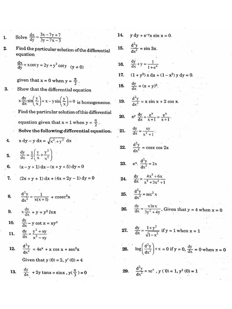 2nd Yr Ch. VST - 4 (Differential Equation) PRTC Qs PPR With Soln, 25 Dec 24 | PDF