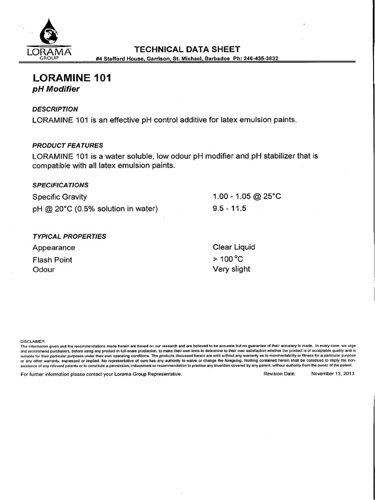 TDS - Loramine 101 | PDF