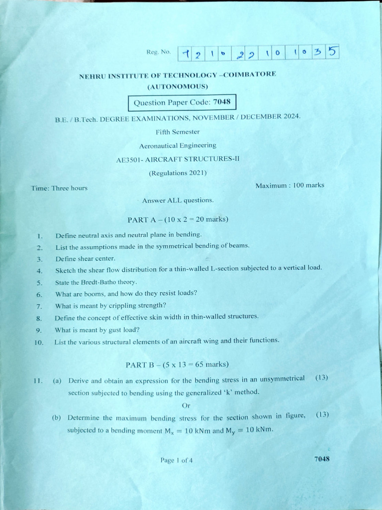 AS 2 model question paper | PDF | Bending | Shear Stress