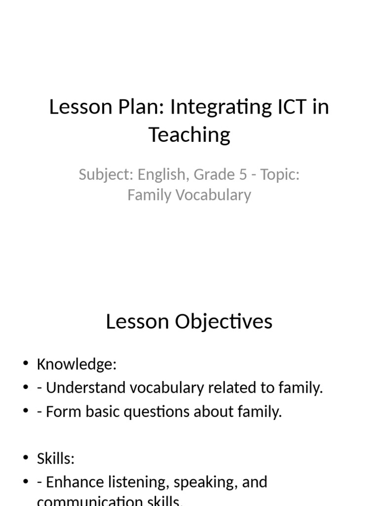Lesson Plan ICT Family | PDF