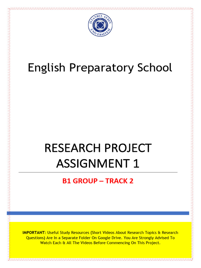 Research Project Assignment 1 For B1 Group - Track 2 - 2024-2025 | PDF | Self Esteem ...