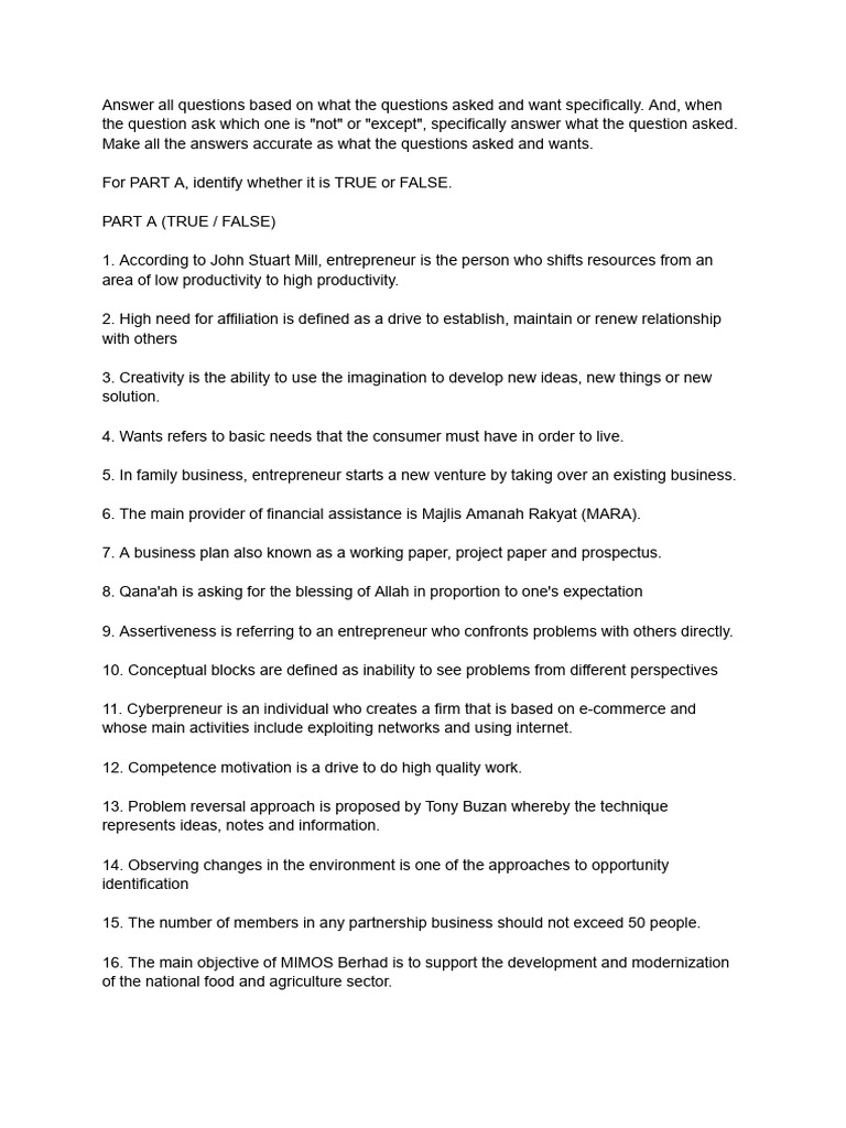 Ent 1 (march 17) | PDF | Entrepreneurship | Risk