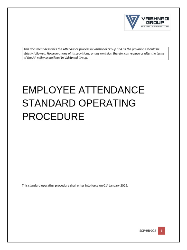Attendance Management SOP Overview | PDF | Regulatory Compliance ...