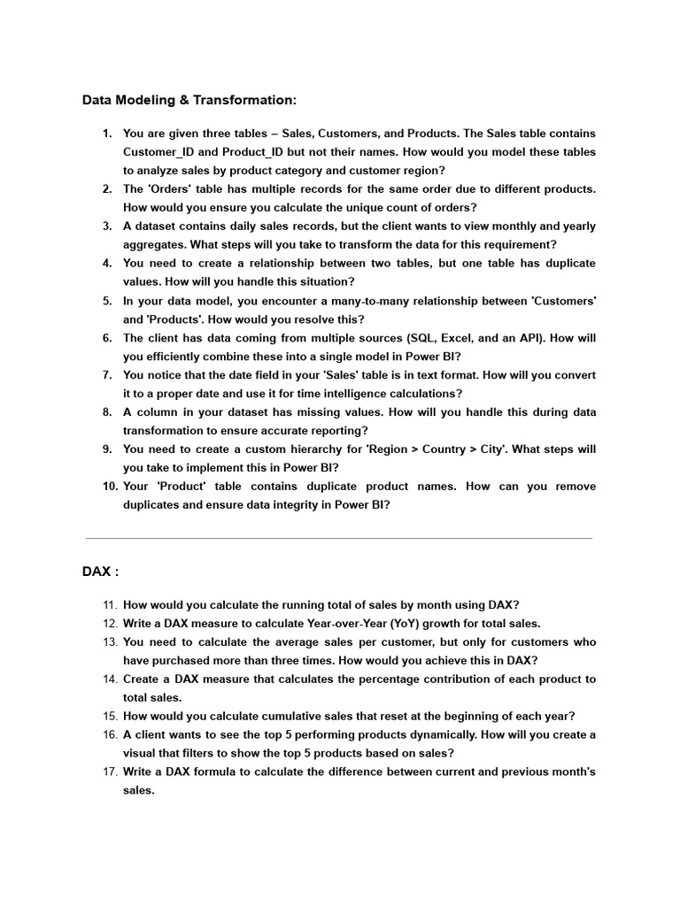 Scenario-Based Power BI Interview Questions | PDF | Information ...