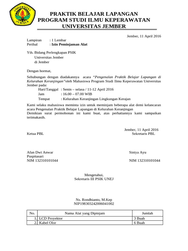 Peminjaman Alat | PDF