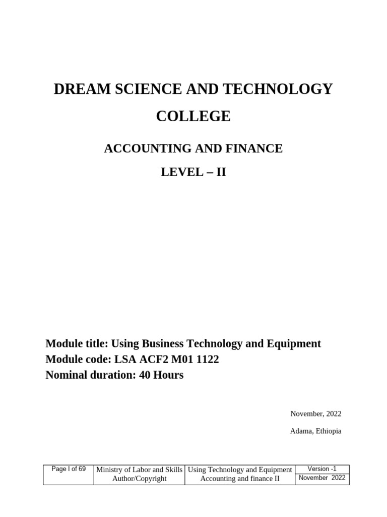 MO 01 Business Technology and Equpment TTLM | PDF | Digital Subscriber ...