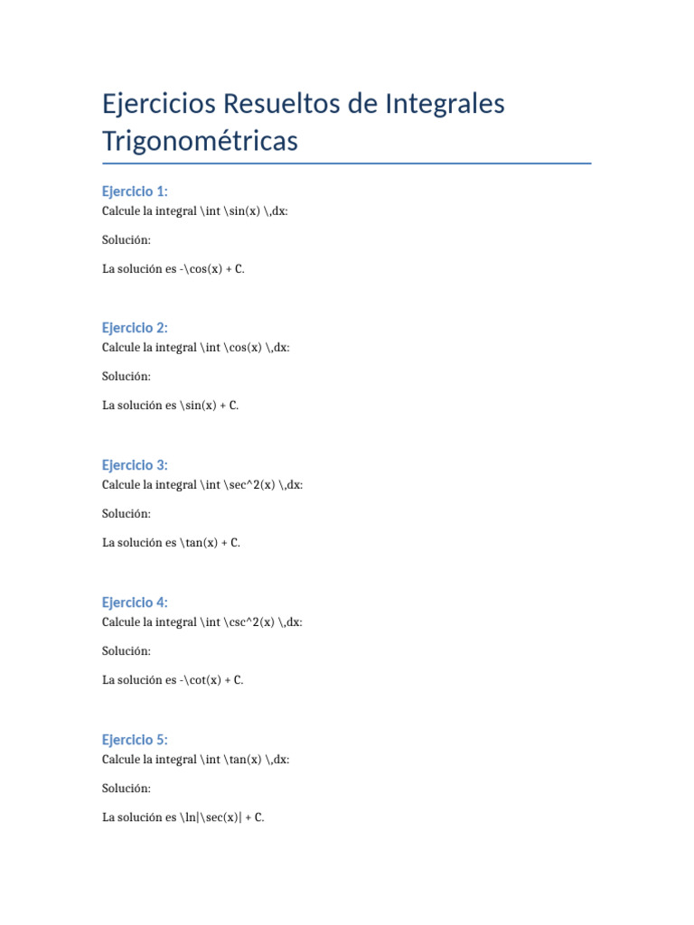 Integrales_Trigonométricas_Resueltas | PDF