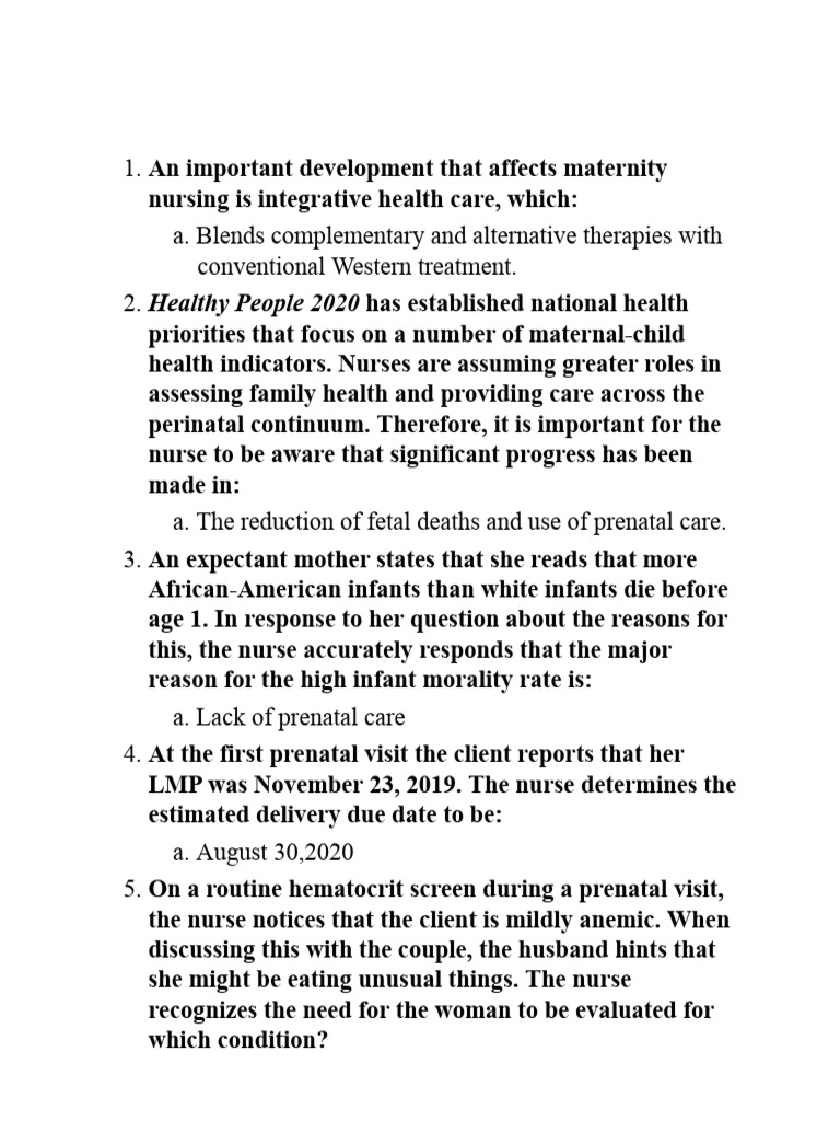 test 1 maternity (1)-1 | PDF | Pregnancy | Childbirth