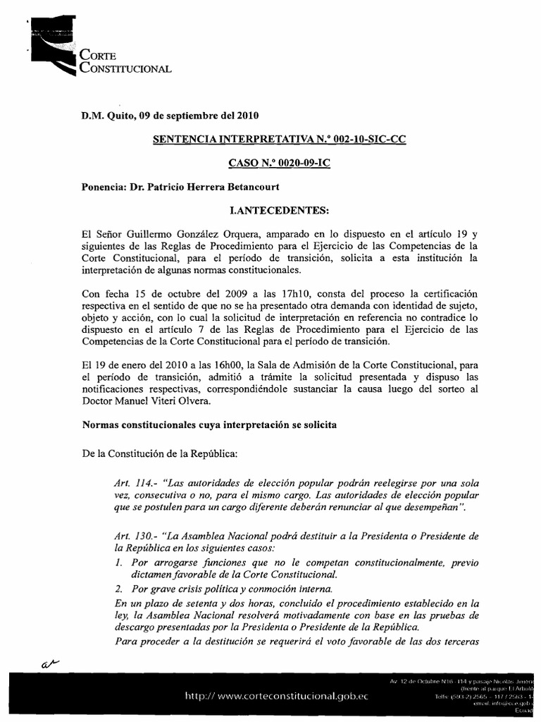 0020-09-IC-res | PDF | El proceso de destitución | Constitución