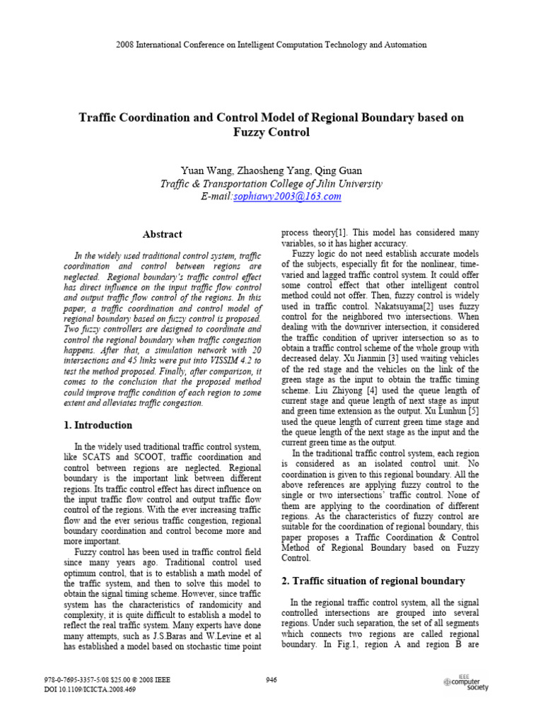 Traffic Coordination and Control Model of Regional Boundary Based on Fuzzy Control | PDF ...