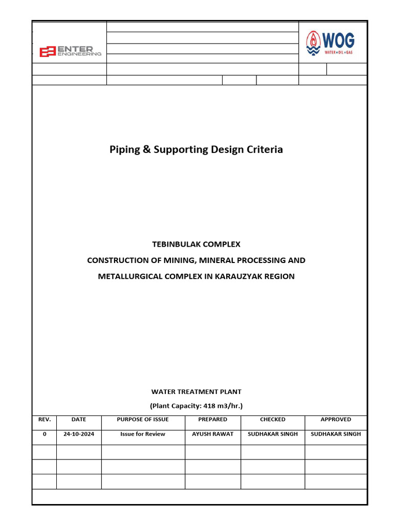 Piping Design for Water Plant | PDF | Screw | Pipe (Fluid Conveyance)