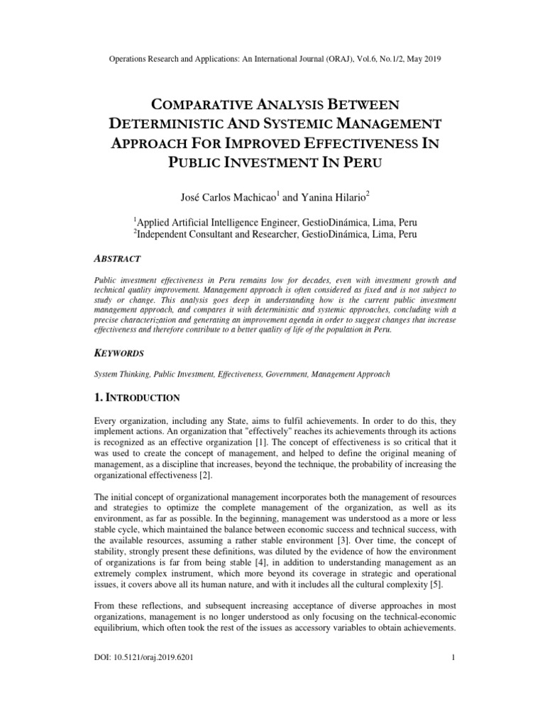 Comparative Analysis Between Deterministic And Systemic Management