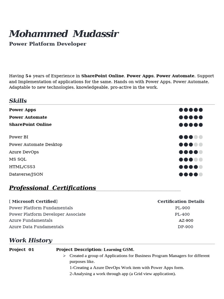 PowerPlatform Mohammed Mudassir 5years | PDF | Share Point | Application Software