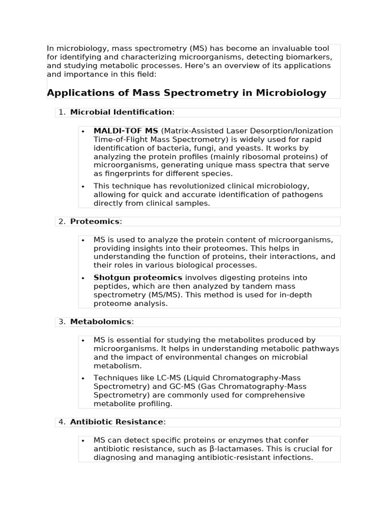Mass spectrometer in microbiology | PDF | Mass Spectrometry | Metabolomics