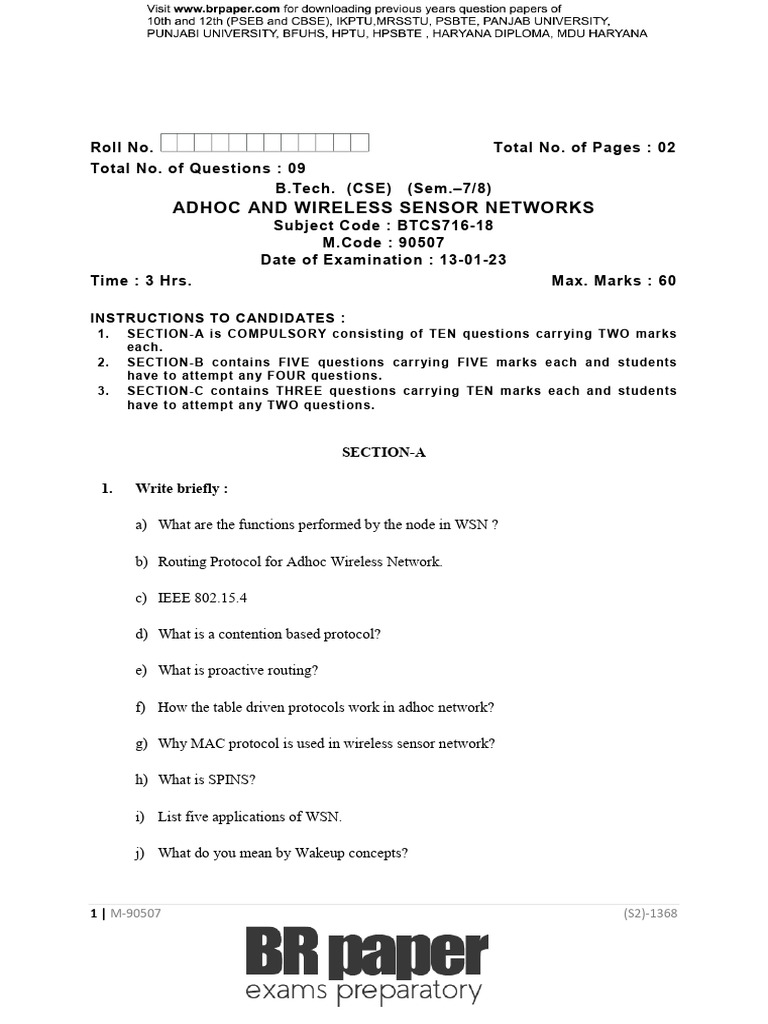 AWSN(7-8th)Dec2023 | PDF | Wireless Ad Hoc Network | Wireless Sensor Network