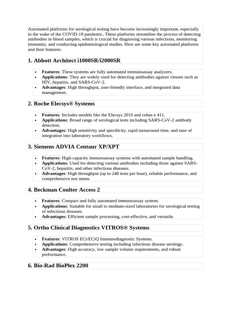 Automated Platforms For Serological Testing | PDF | Clinical Medicine ...