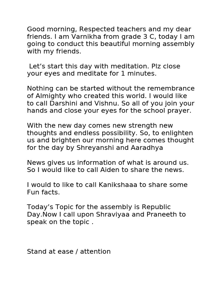 Assembly Host Speach | PDF