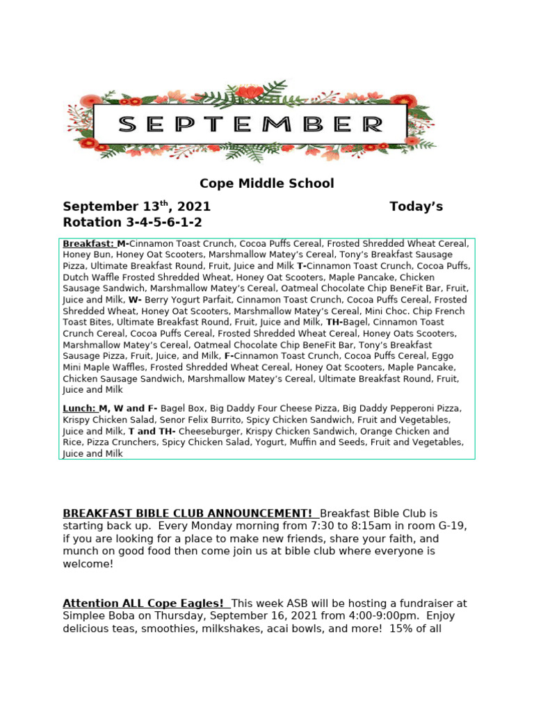 September | PDF | Pancake | Oatmeal