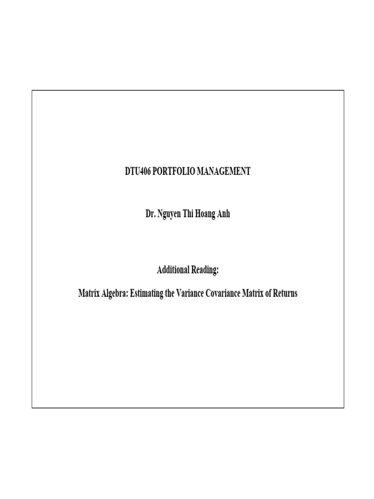 DTU406 - Additional Reading - Matrix Algebra | PDF | Matrix ...