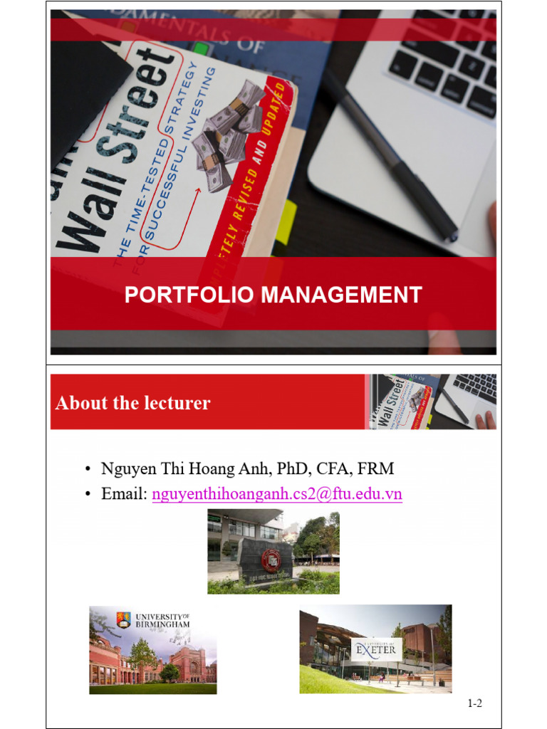 Lecture 01 - Portfolio Management - An Overview | PDF | Investment Fund ...