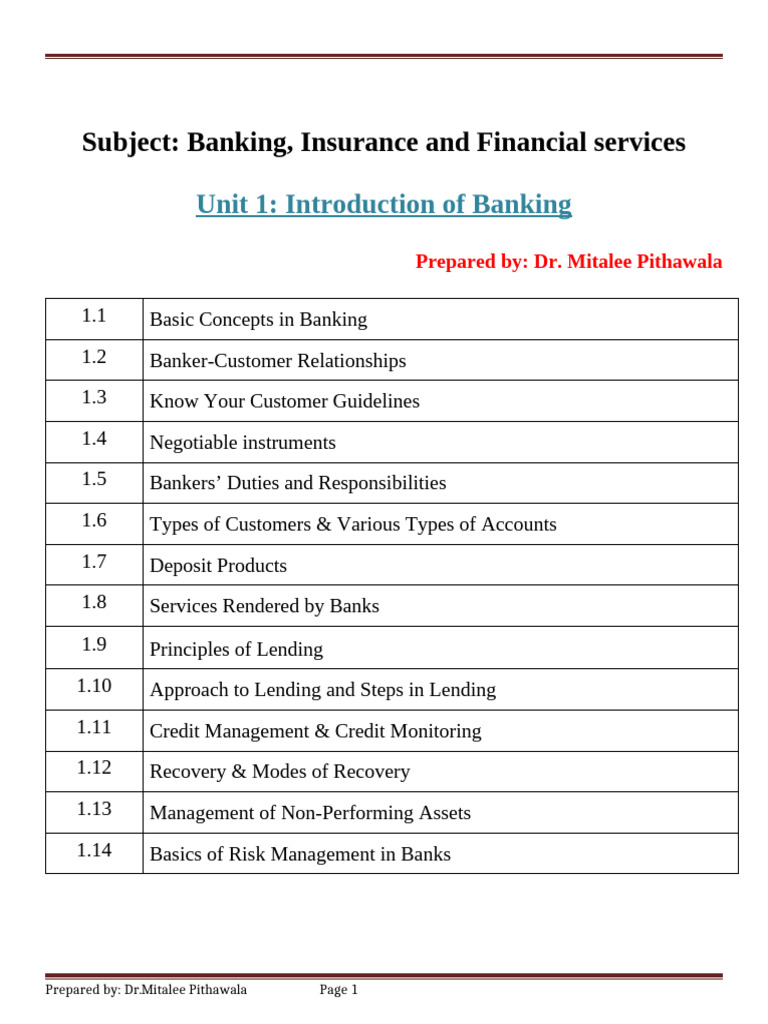 1 Introduction of Banking | PDF | Negotiable Instrument | Cheque