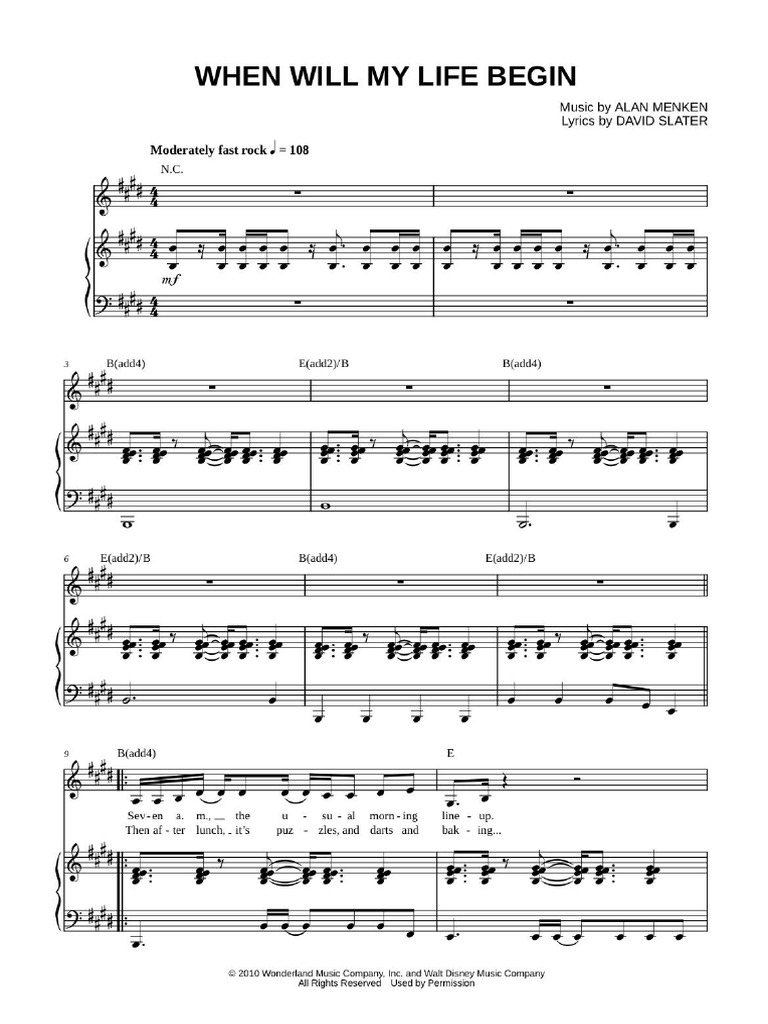 When Will My Life Begin Sheet Music | PDF