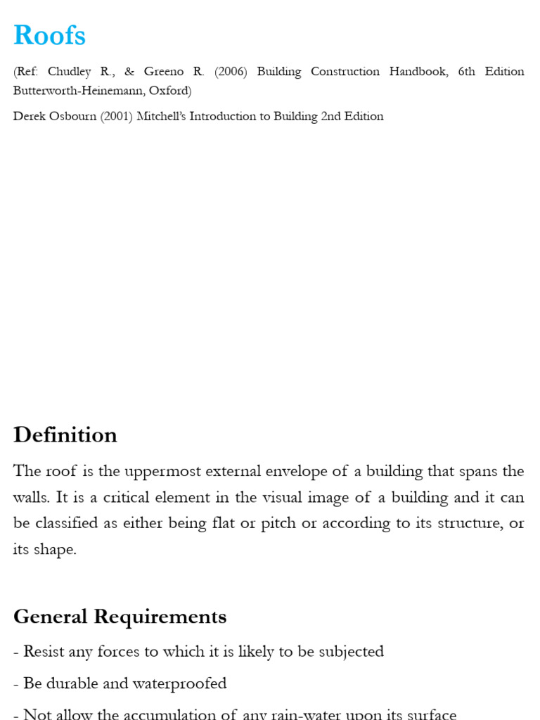 Built environment- Roofs Lecture 6 notes | PDF | Roof | Structural ...