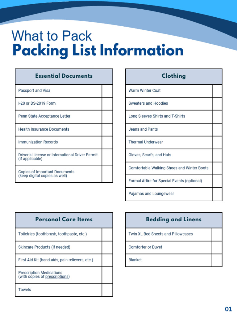 What To Pack Packing List Information.01 | PDF | Clothing | Fashion