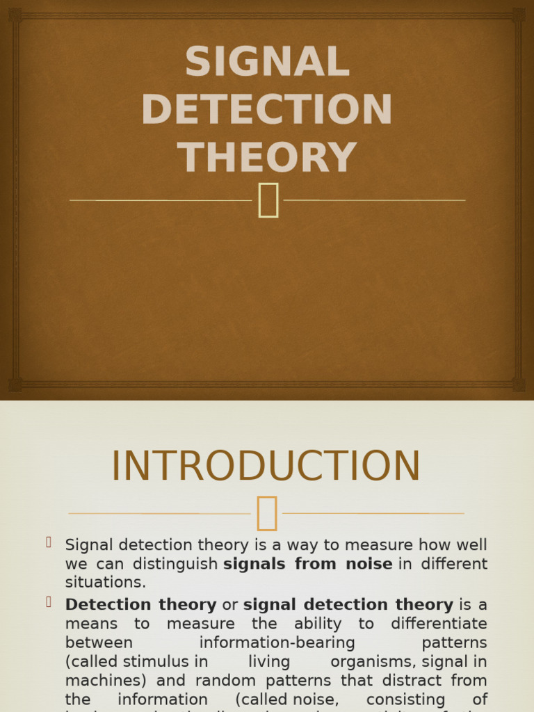 Understanding Signal Detection Theory | PDF | Cognitive Science ...