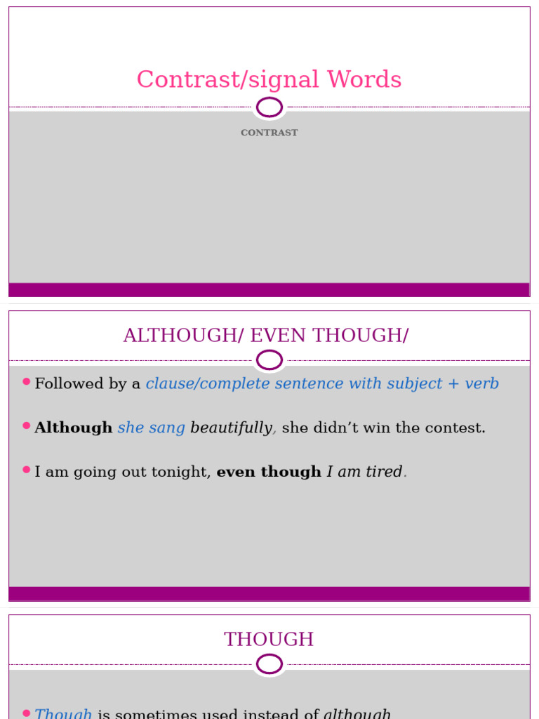 Contrast or Signal Words | PDF | Sentence (Linguistics) | Verb