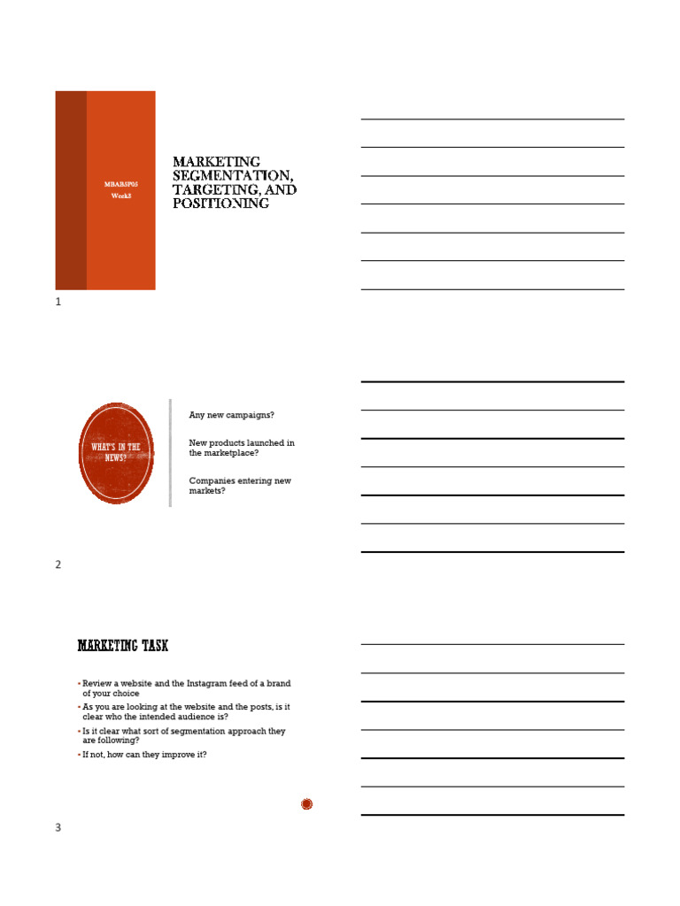 MBA - Management Marketing (Week 3) - Chapter 5 - STP | PDF | Market Segmentation | Marketing